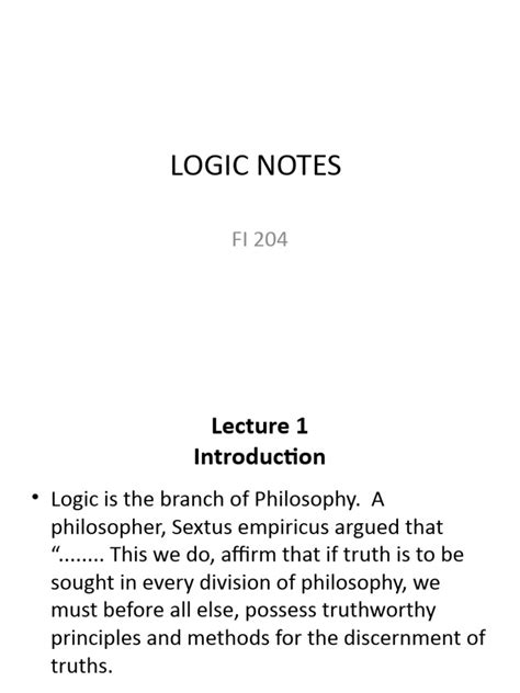 Logic Notes Powerpoint Pdf Argument Deductive Reasoning