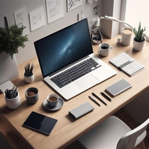 Computer Display Screen Space On Working Space Illustration Premium AI Generated Image