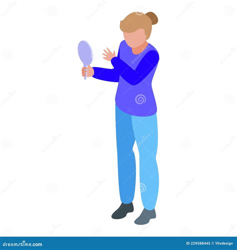 Woman Self Reflection Icon Isometric Vector Ego Narcissism Stock