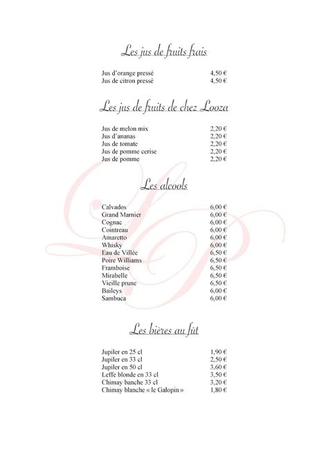 Menu Au Le Picotin Beaumont