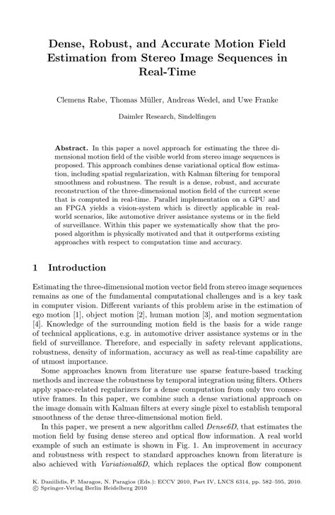 pdf dense robust and accurate motion field estimation from stereo