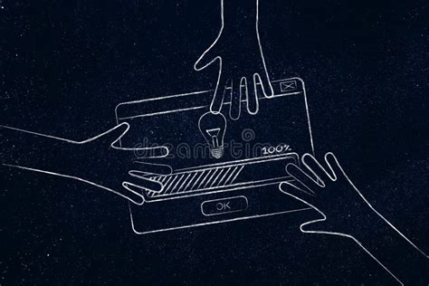 Hands Grabbing A Pop Up Message With Idea Stock Illustration Illustration Of Progress Success