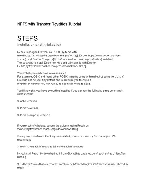 NFTS With Transfer Royalties Tutorial NFTS With Transfer Royalties Tutorial STEPS Installation
