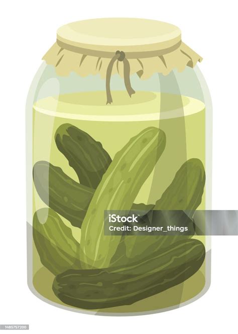 수제 절인 오이 포장 라벨 메뉴 간판 또는 쇼케이스를 위한 절인 음식의 클립 아트 발효 채소 소금으로 작은 오이를 크런치 건강한 채식 음식 벡터에 대한 스톡 벡터 아트 및