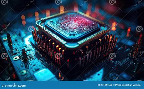 Futuristic Cpu With Intricate Circuitry Patterns And Glowing Lights Stock Illustration