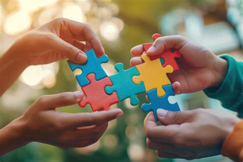 Premium Photo Hands Of Diverse People Holding Colorful Puzzle Pieces Together Symbolizing
