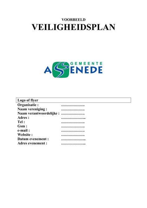 Veiligheidsplan Voorbeeld Gemeente 2008 Eyes E Tools