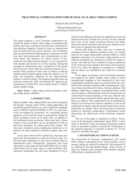 Pdf Fractional Compensation For Spatial Scalable Video Coding