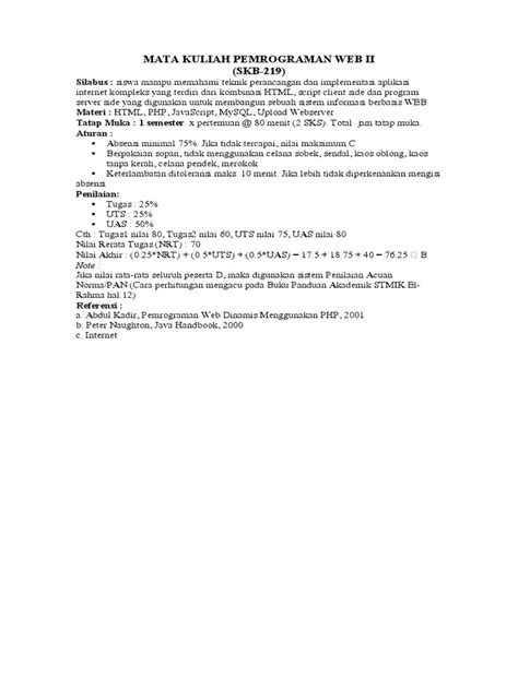 Mata Kuliah Pemrograman Web Ii Pdf Metode And Bahan Ajar Komputer