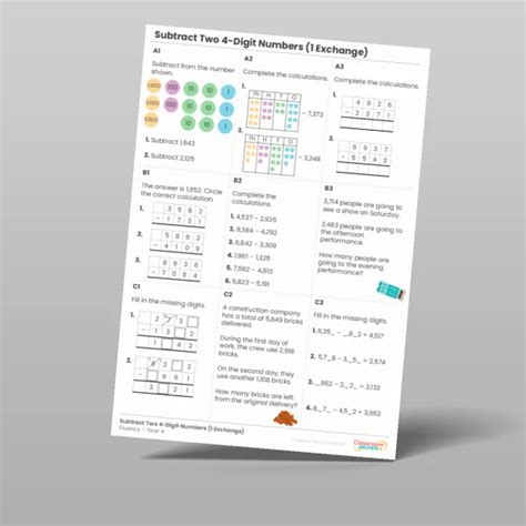 Subtract Two Digit Numbers More Than Exchange Fluency Matrix Resource Classroom Secrets