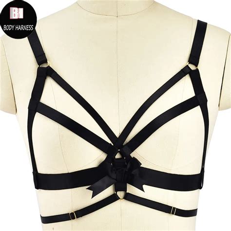 Women Harness Bra Sexy Lingerie Pole Dance Bondage Stockings Belt Black