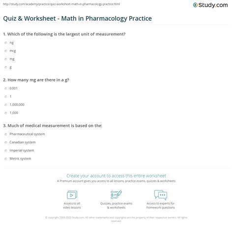 Pharmacy Math Worksheets Math Worksheets Printable