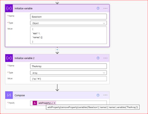 Solved Add An Element To Array Within Json Power Platform Community