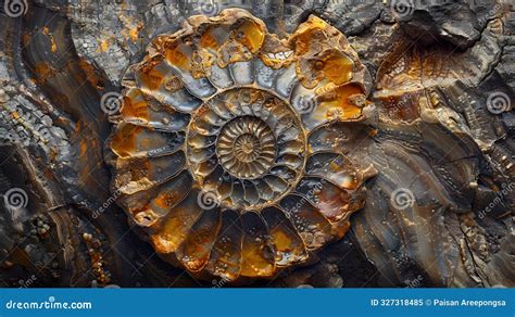 Fossilized Ammonite Sea Shell Spirals Embedded Into Dark Cobalt Blue