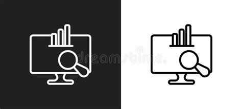 data analyser outline icon in white and black colors data analyser