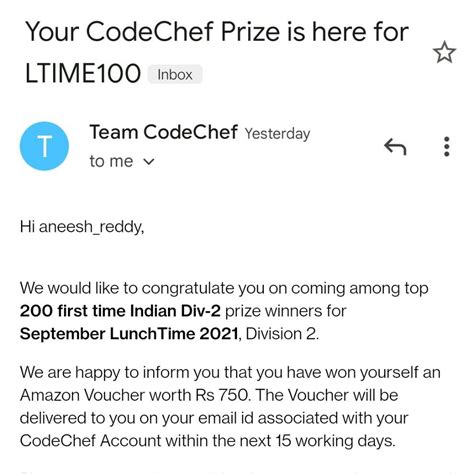 Aneesh Reddy On Linkedin Codechef