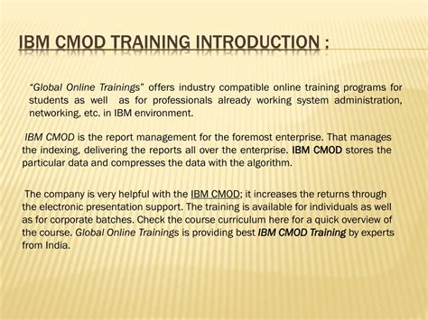 Ppt Ibm Cmod Training Ibm Cmod Online Training Global Online