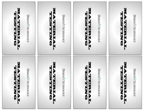 Materials Testing Card Sort Teaching Resources