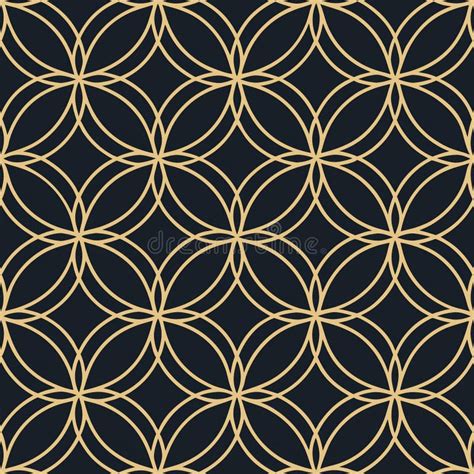 Elegant Geometric Pattern With Gold Interlocking Circles On Dark Background Stock Image Image