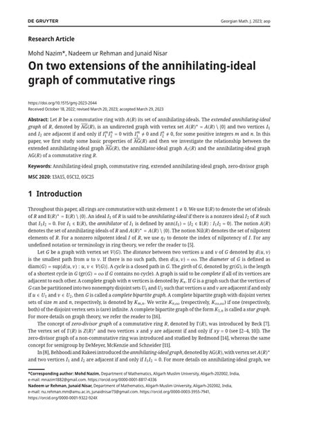 Pdf On Two Extensions Of The Annihilating Ideal Graph Of Commutative Rings