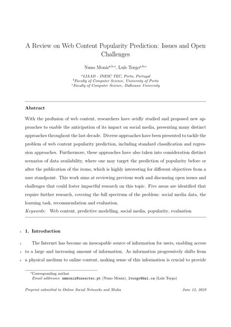 Pdf A Review On Web Content Popularity Prediction Issues And Open Challenges