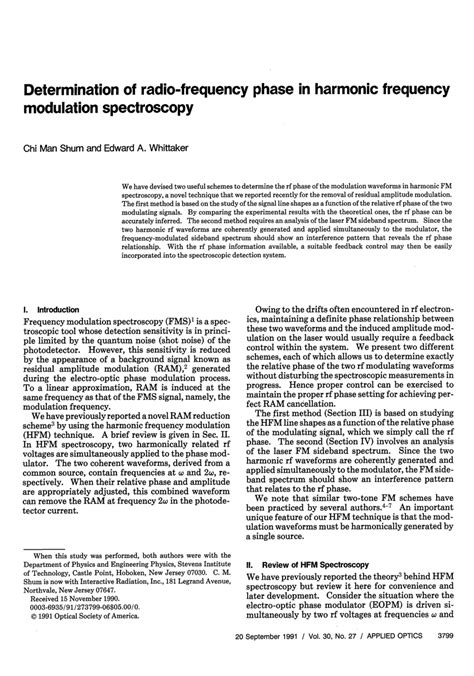 Pdf Determination Of Radio Frequency Phase In Harmonic Frequency