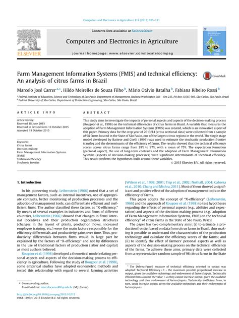 Pdf Farm Management Information Systems Fmis And Technical