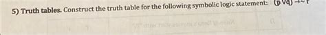 Solved Truth Tables Construct The Truth Table For The Chegg Com