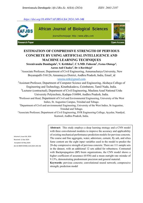 Pdf Estimation Of Compressive Strength Of Pervious Concrete By Using
