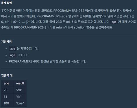 Javascript Programmers 외계행성의 나이 Lv0 Javascript Programmers 외계행성의 나이 Lv0