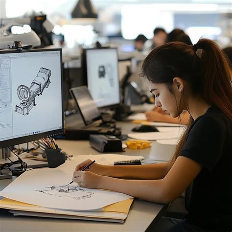 Students Sketching In Engineering Design Lab Premium Ai Generated Image