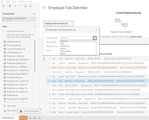 connect tableau to a tab delimiter text file