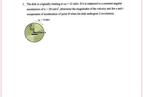 Solved The Disk Is Originally Rotating At Ï‰ 12 Rads If It Is
