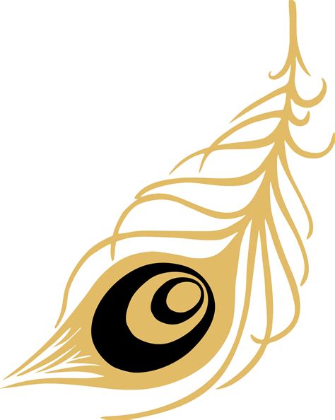 Primitive Pattern Peacock Feather Black With Gold No Background