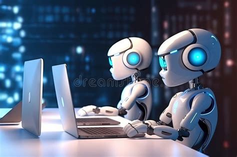 Artificial Intelligence Or Ai Robot Working At Office By Using