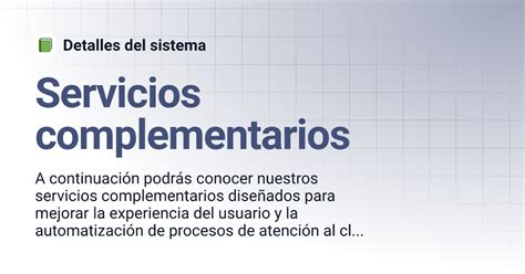 Servicios Complementarios Detalles Del Sistema