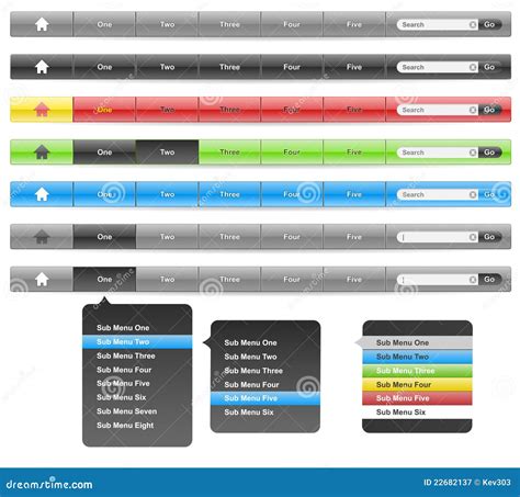 Website Header Navigation Bar 1000 Pixels Wide Stock Vector
