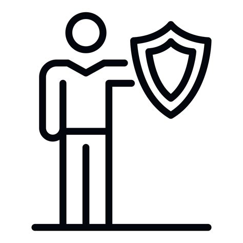 Man With A Shield Icon Outline Style 15367656 Vector Art At Vecteezy