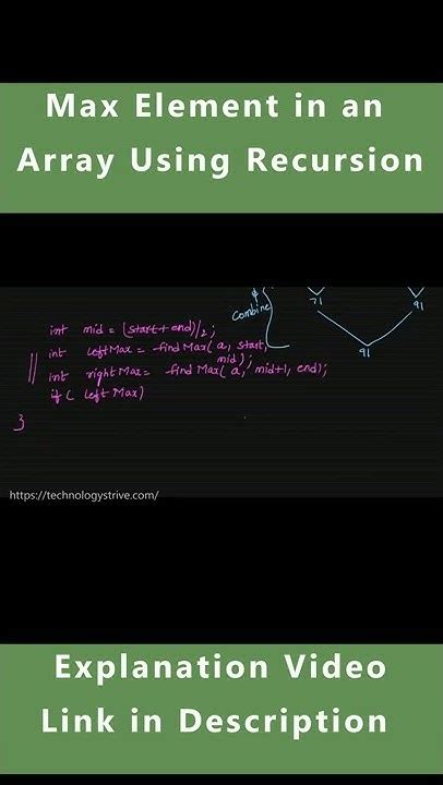 Max Element In An Array Using Recursion Shorts Ytshorts Youtube