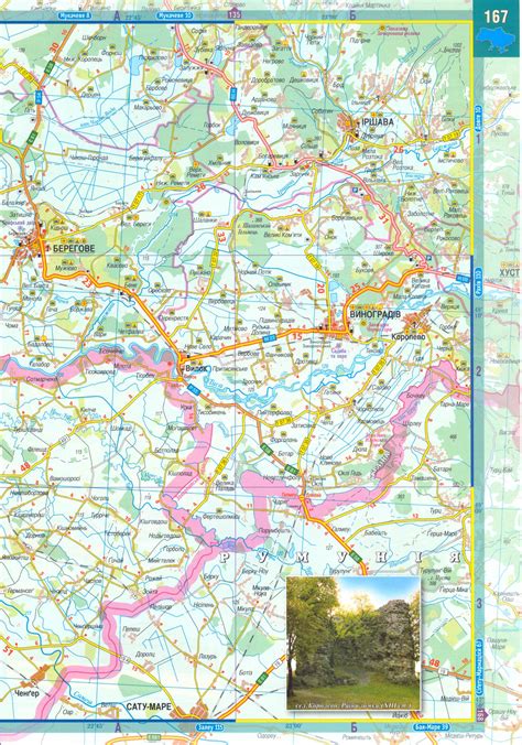 Карта Закарпатской области Карта автомобильных дорог Закарпатской области 1см 2 5км B1