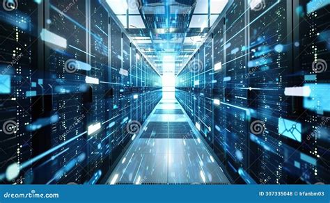 Futuristic Data Centers Cloud Servers Powering The Realm Of Digital Information Stock