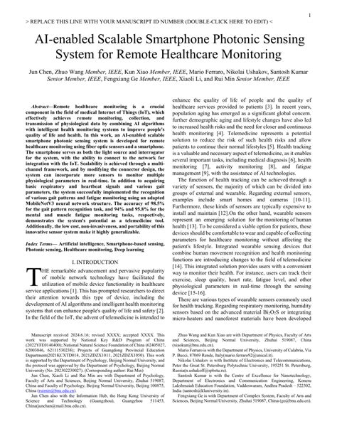 Pdf Ai Enabled Scalable Smartphone Photonic Sensing System For Remote Healthcare Monitoring