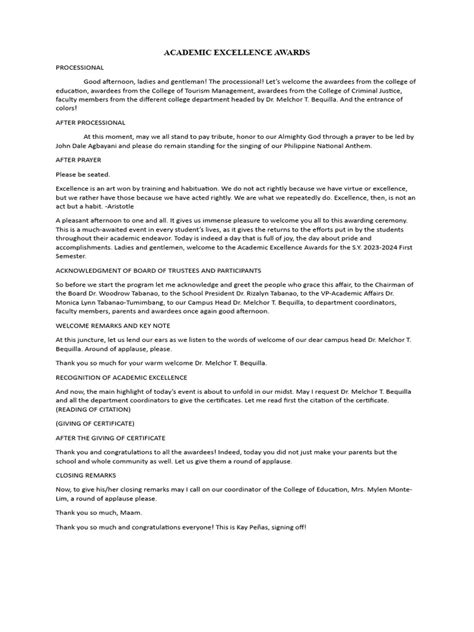Emcee Script Academic Excellence Awards Pdf