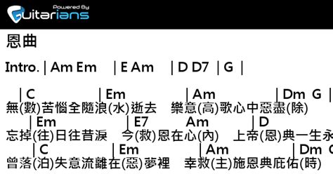 詩歌 恩曲 結他譜 Chord譜 吉他譜 Guitarians