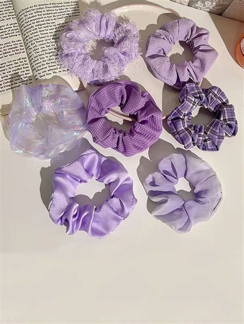 Multicolor Casual Chiffon Plaid Scrunchies Embellished Women Accessories Preppy Accessories