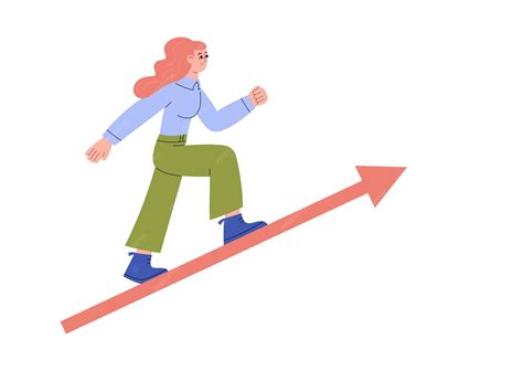 Premium Vector Woman Raising On Graph Arrow Flat Vector Illustration