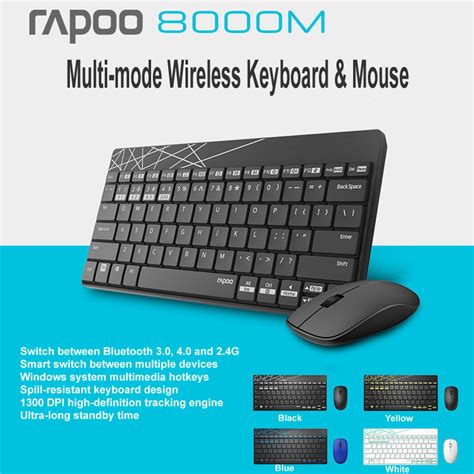 Rapoo 8000m Wireless Keyboard And Mouse Combo Set Gearvita