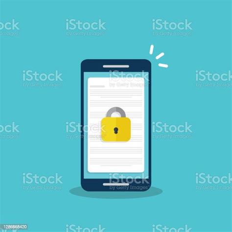 스마트 폰에 기밀 문서를 보안 전화에 자물쇠 개인 잠금 일러스트와 온라인 액세스 기업 재무와 산업에 대한 스톡 벡터 아트 및 기타 이미지 기업 재무와 산업 단순함