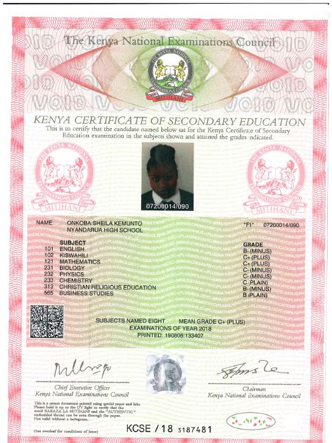 Kcse Certificate Pdf