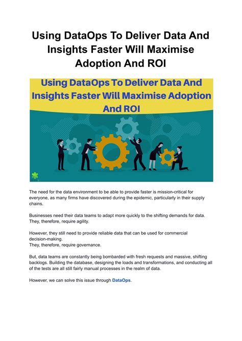 Ppt Using Dataops To Deliver Data And Insights Faster Will Maximise Adoption And Roi